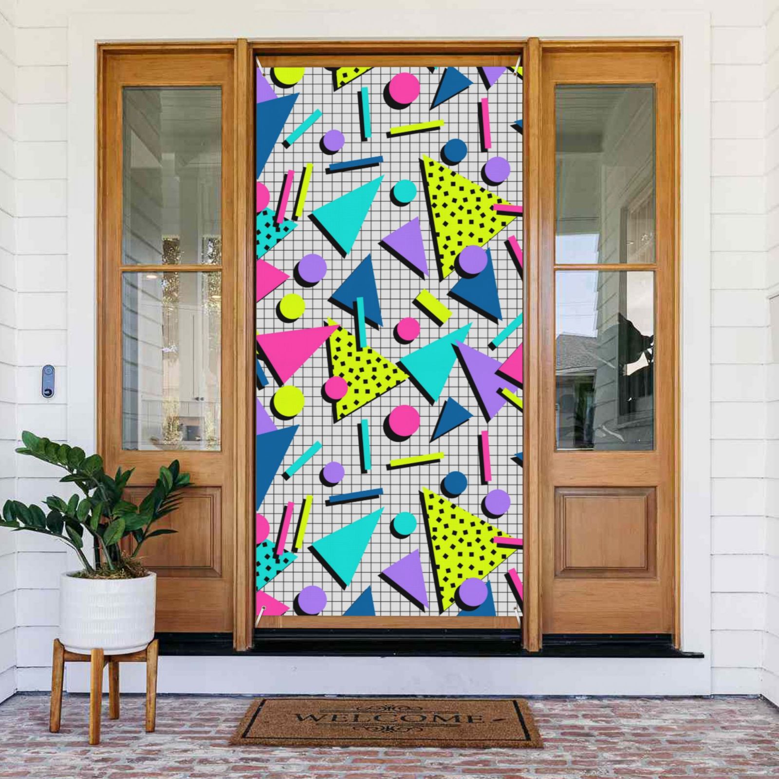 Retro 80s 90s Pattern Door Cover Decoration Backdrop Banner Flag ...