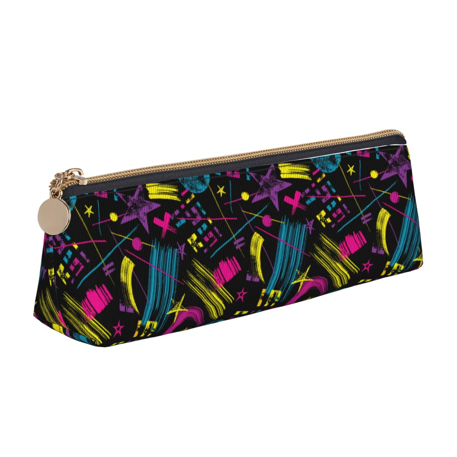 Retro 80s 90s Pencil Case with Zipper Leather Pen Pouch Storage Bag ...