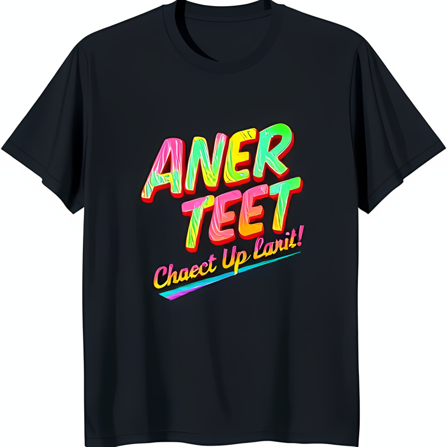 Retro 80s Black T-Shirt with ANER TEET Graphic & Chaect Up Larit Design ...