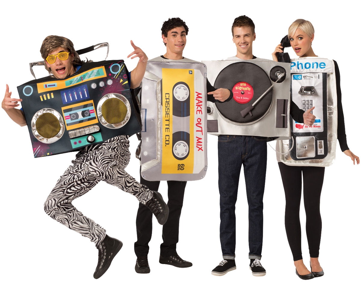 Retro 80s Costumes Set - Vinyl Record, Boombox, Pay Phone, Mix Tape ...