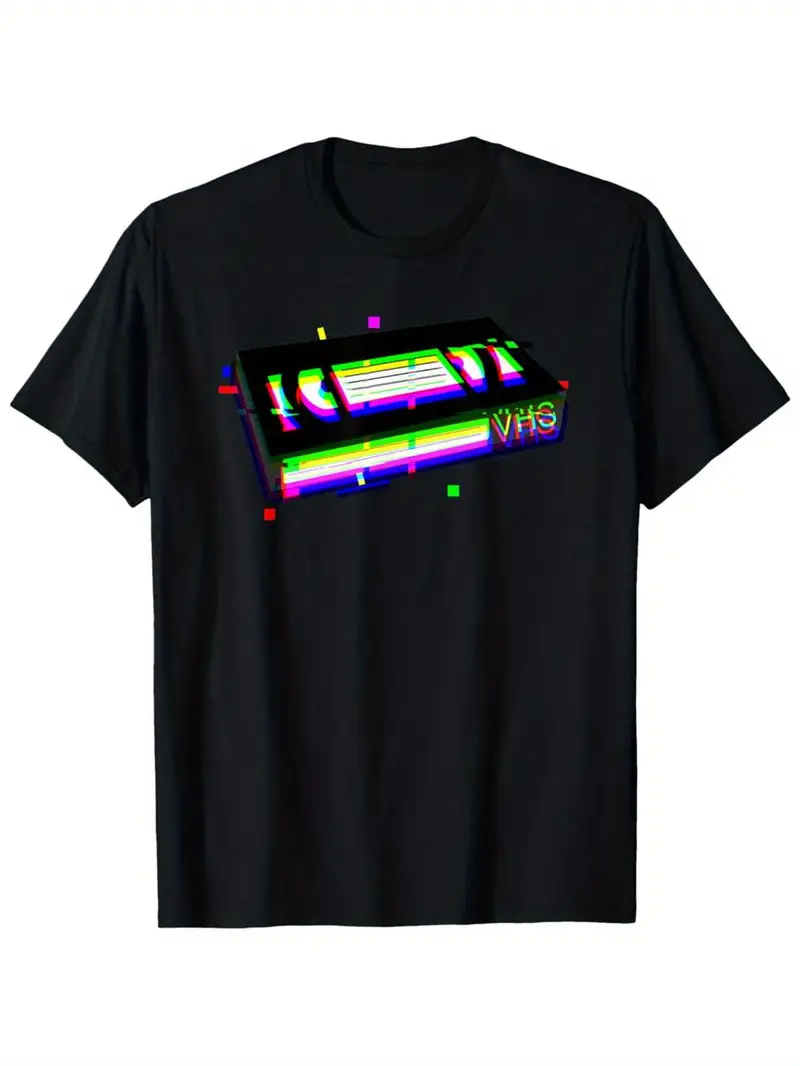 Retro 80s Glitch VHS Tape Rewind Aesthetic T-Shirt - Vintage Vaporwave ...