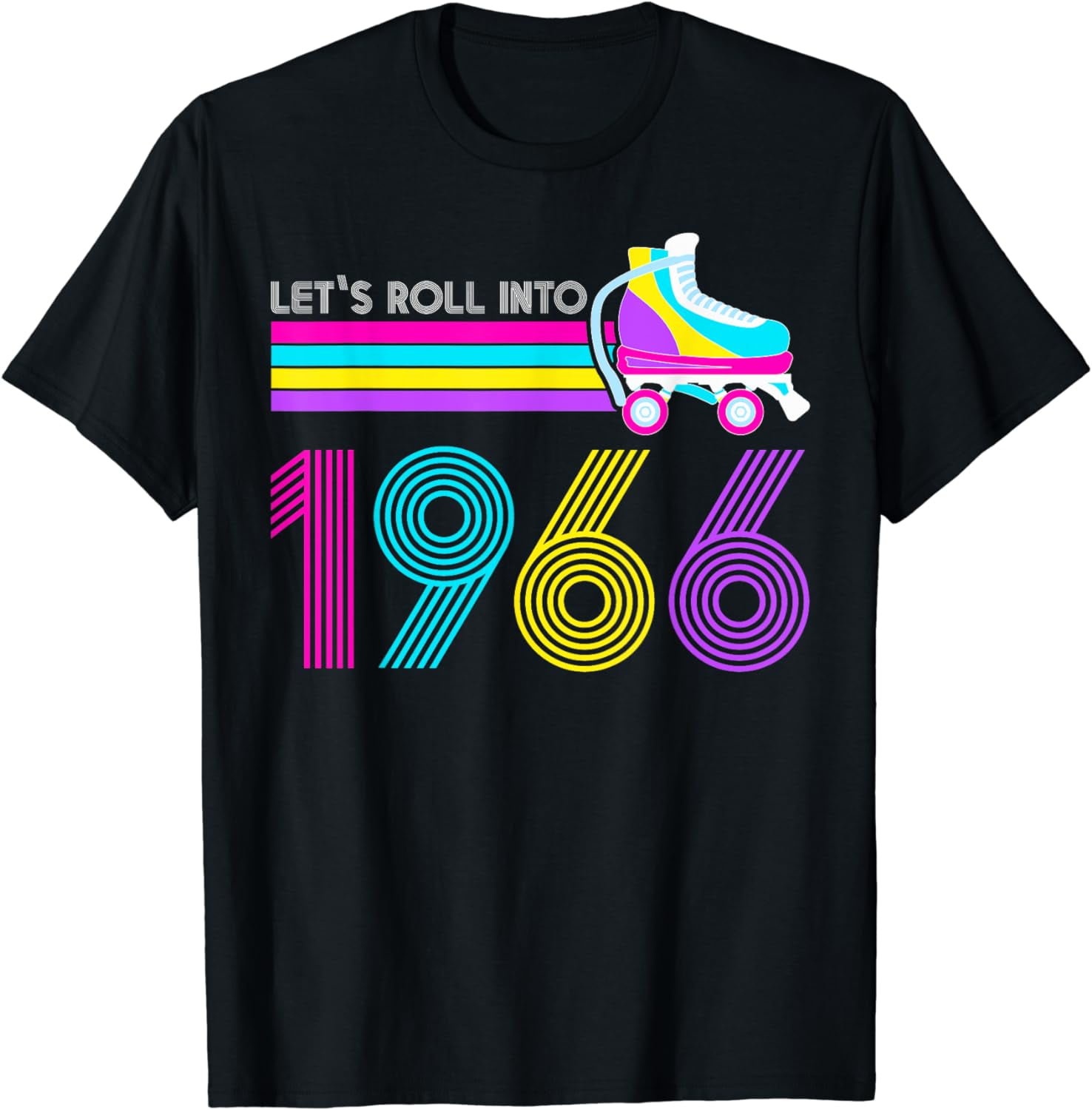 Retro 80s Lets Roll Skate 1966 57th Birthday 57 Year Old Tee T-Shirt - Walmart.com