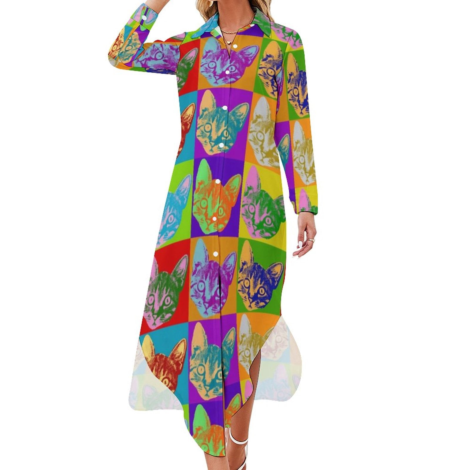 Retro 80s Pop Art Chiffon Dress Geometric Shapes Cute Dresses Street ...