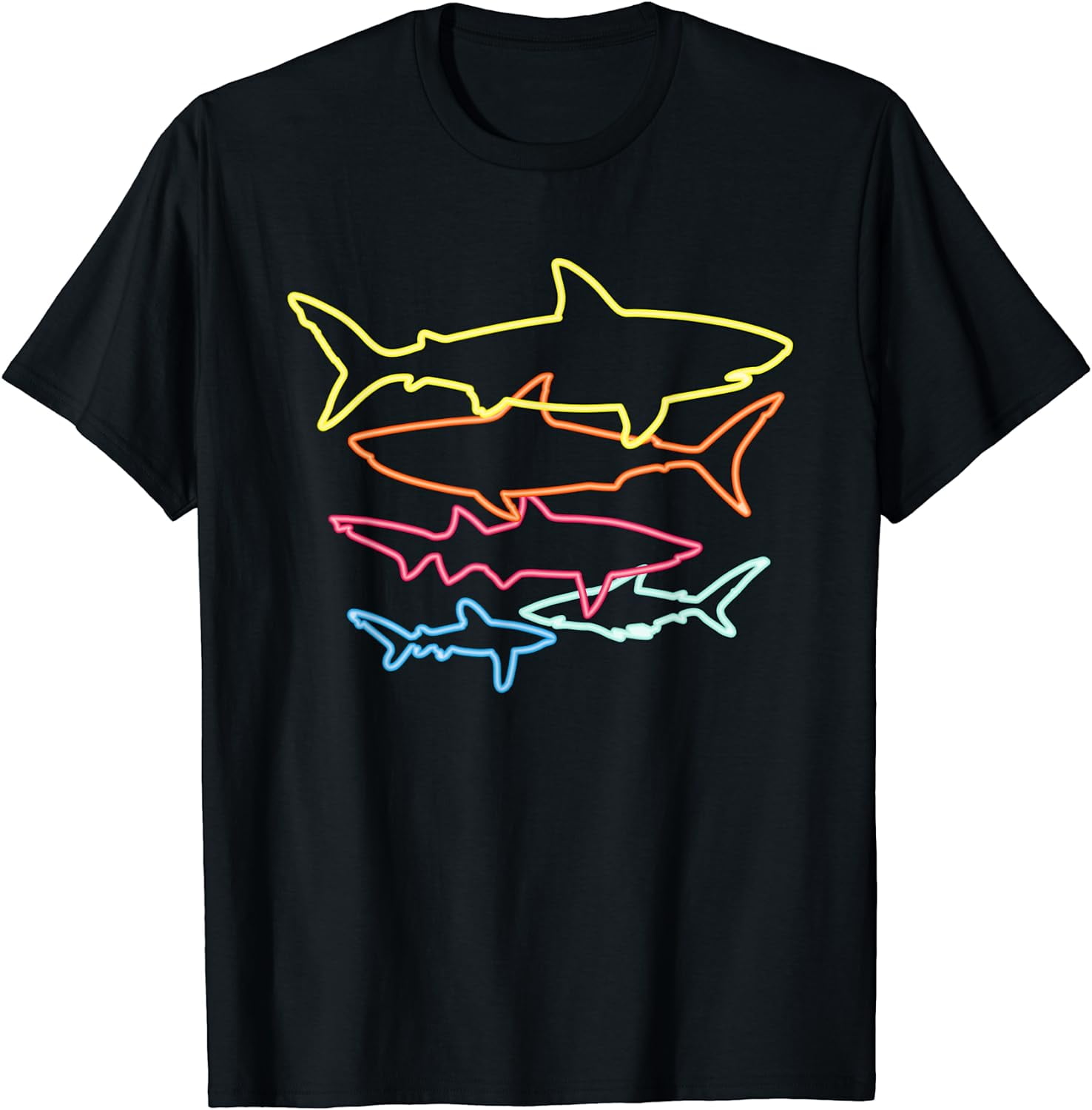 Retro 80s Shark Clothes Shark Party Kids Women Men Sharks T-Shirt ...