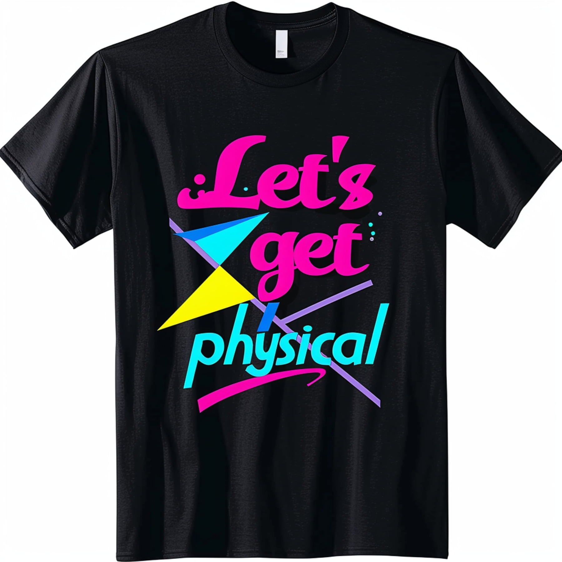 Retro 80s Style Let's Get Physical Graphic Black T Shirt Colorful Bold ...