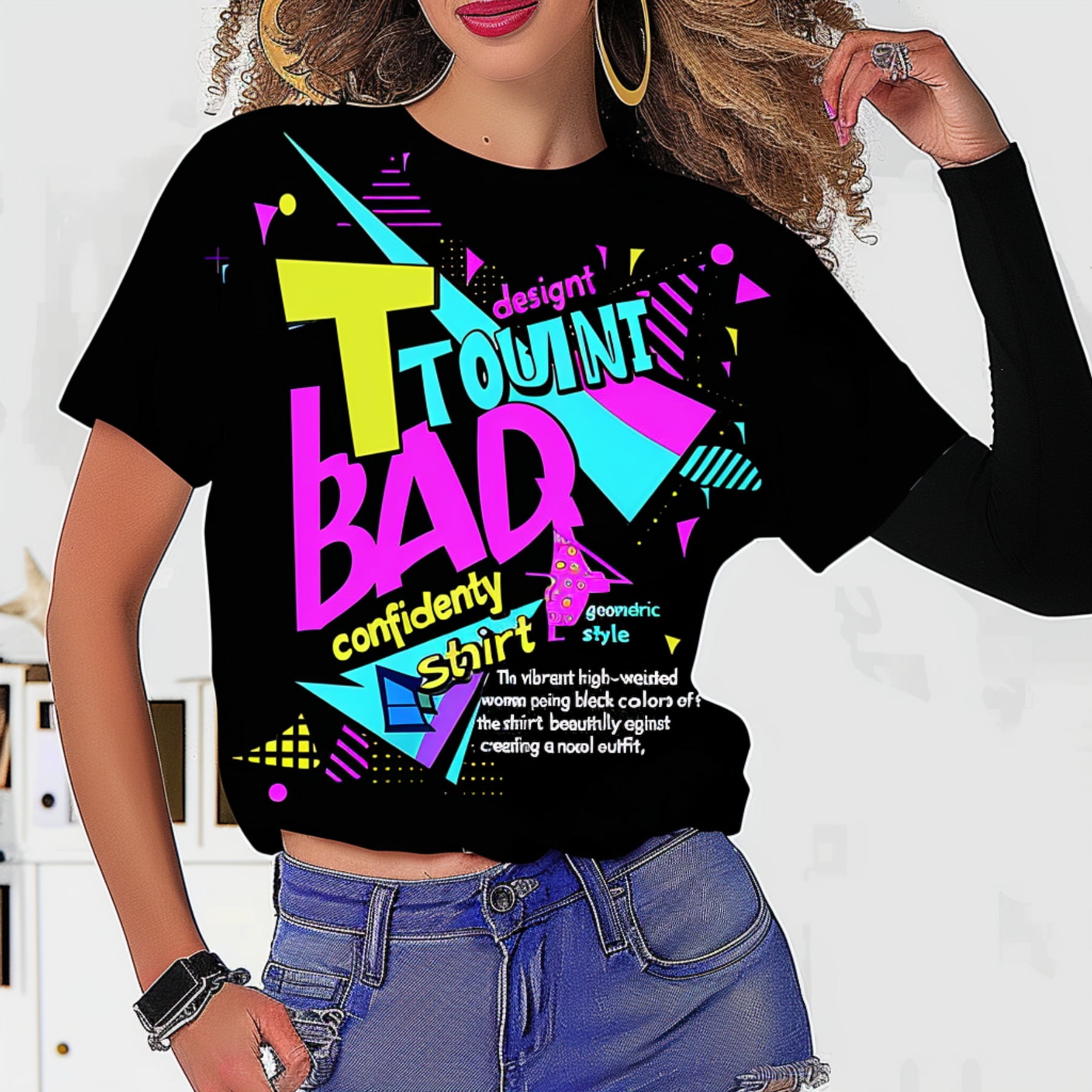 Retro '80s Style Totally Bad TShirt Vibrant Colors Iconic Design ...