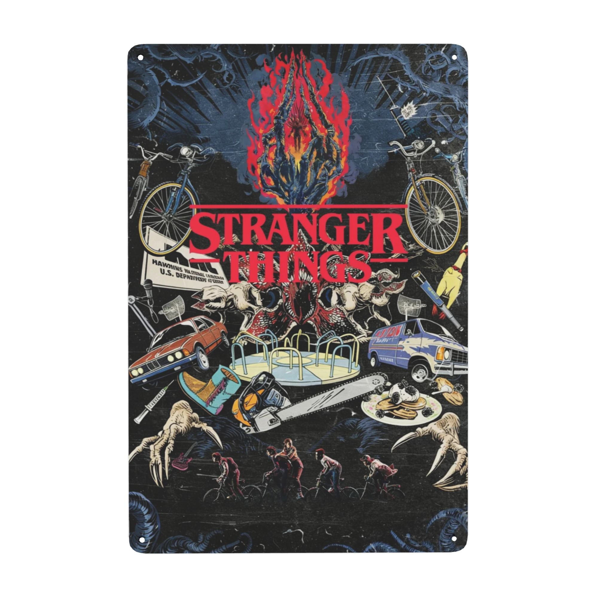 Retro 80s Supernatural Small Town Metal Tin Sign, Vintage Sci-Fi Horror ...