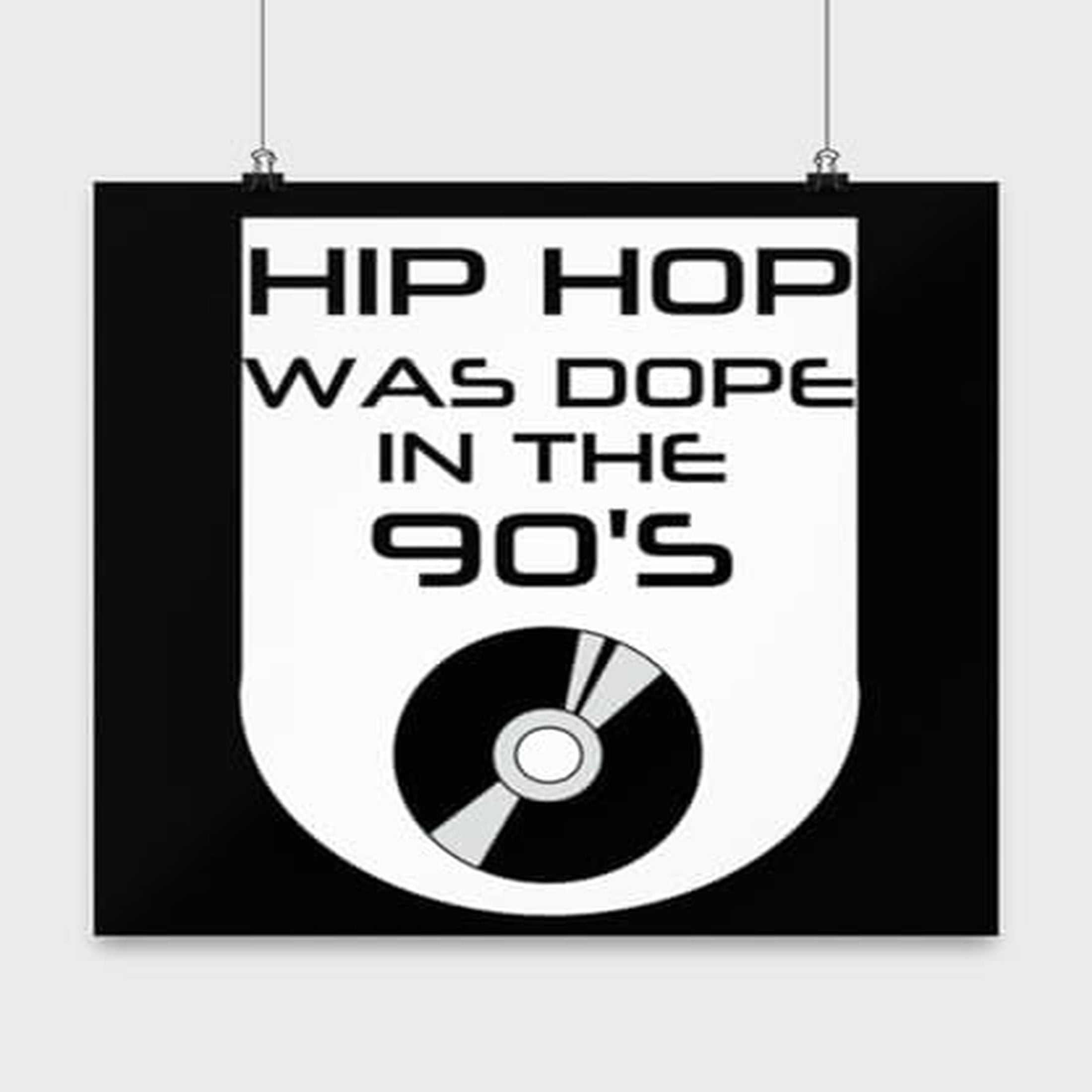 Retro 90's Hip Hop Rap Poster - 13x13in Black Wall Art Gift for Music ...