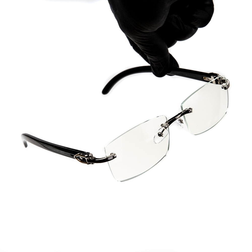 Retro 90's Rimless Luxury Men's Classic Rectangle Silver Metal Frame ...