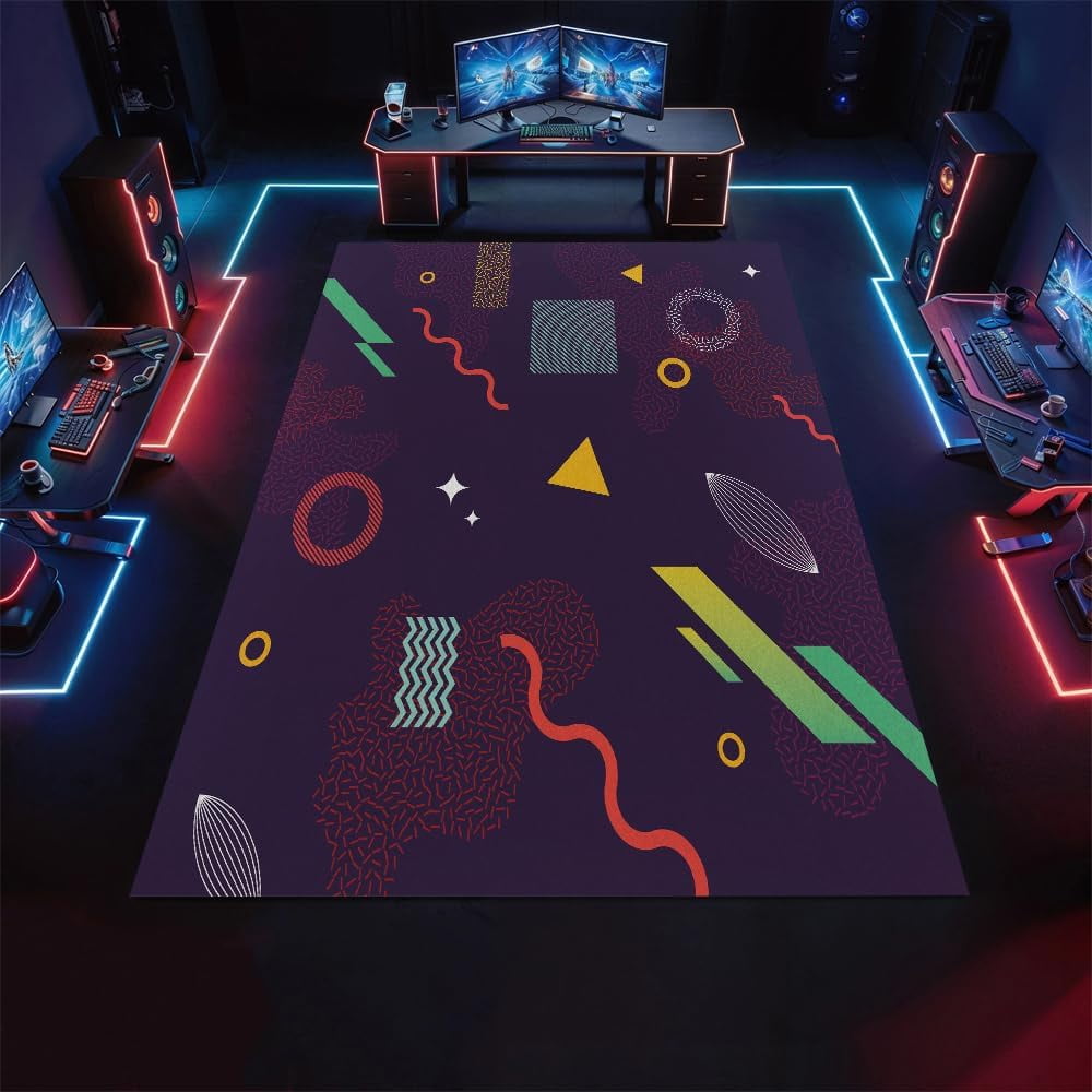 Retro 90S Arcade Rugs for Bedroom,2x3ft Gamer Mat, Memphis Style Rug ...
