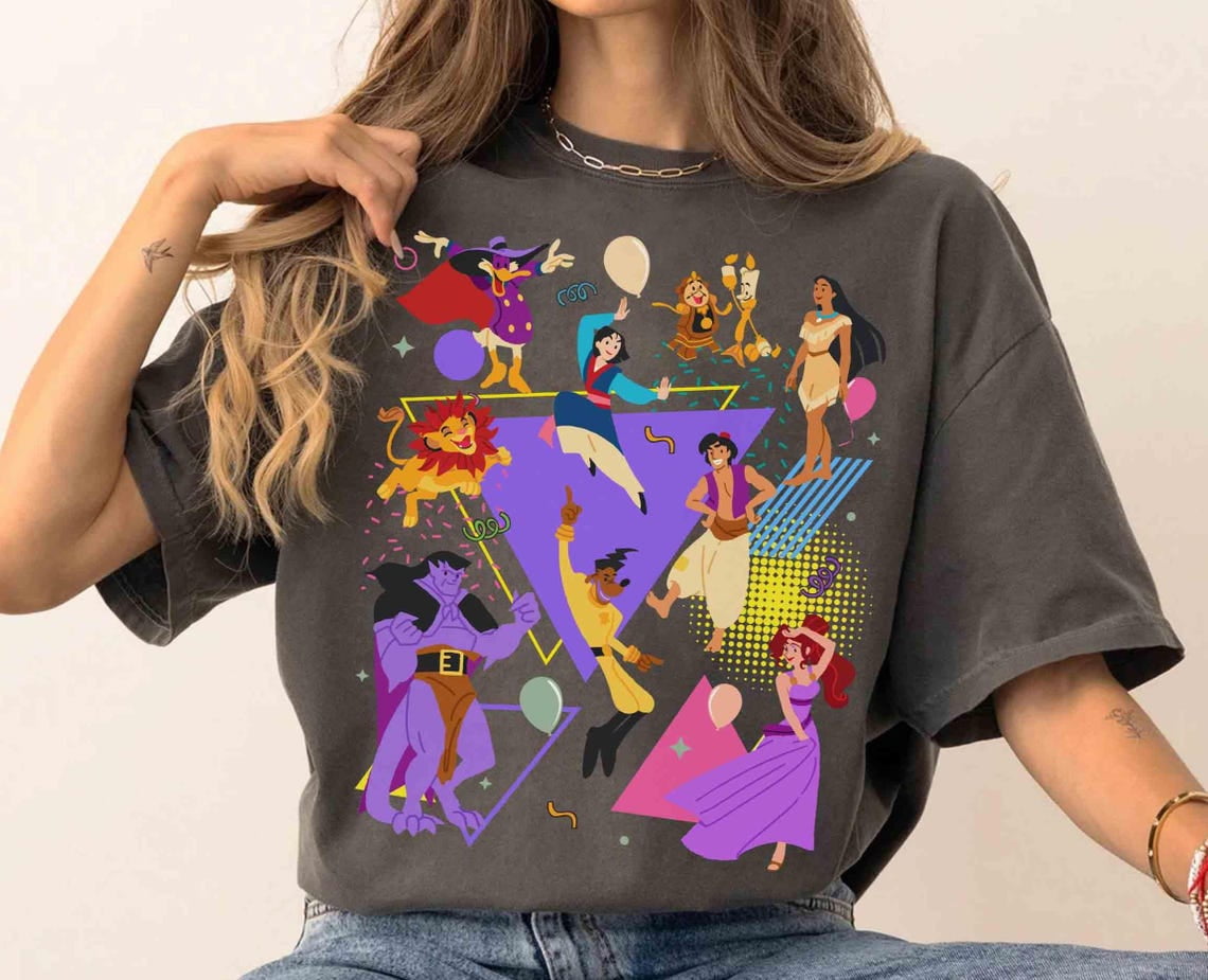 Retro 90S Disney Characters Shirts, Powerline Aladdin Simba Pocahontas ...