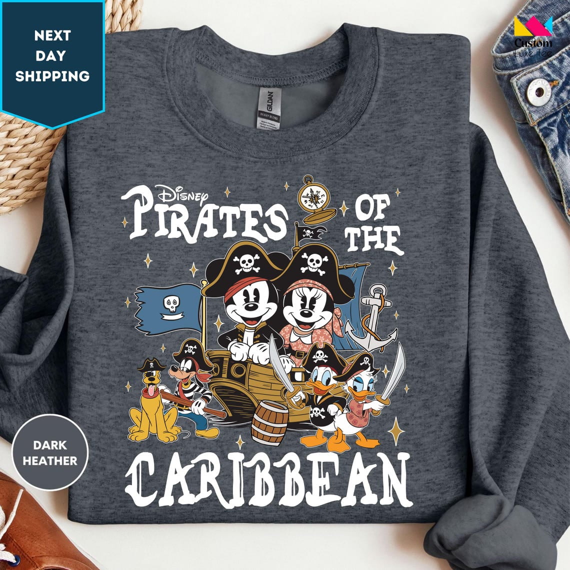 Retro 90S Pirates Of The Caribbean Sweatshirt, Yo Ho A Pirates Life ...