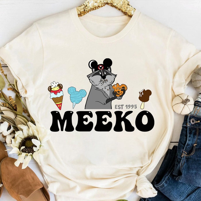 Retro 90s Disney Meeko Raccoon Wear Mickey Ears Balloon Vacay Mode ...