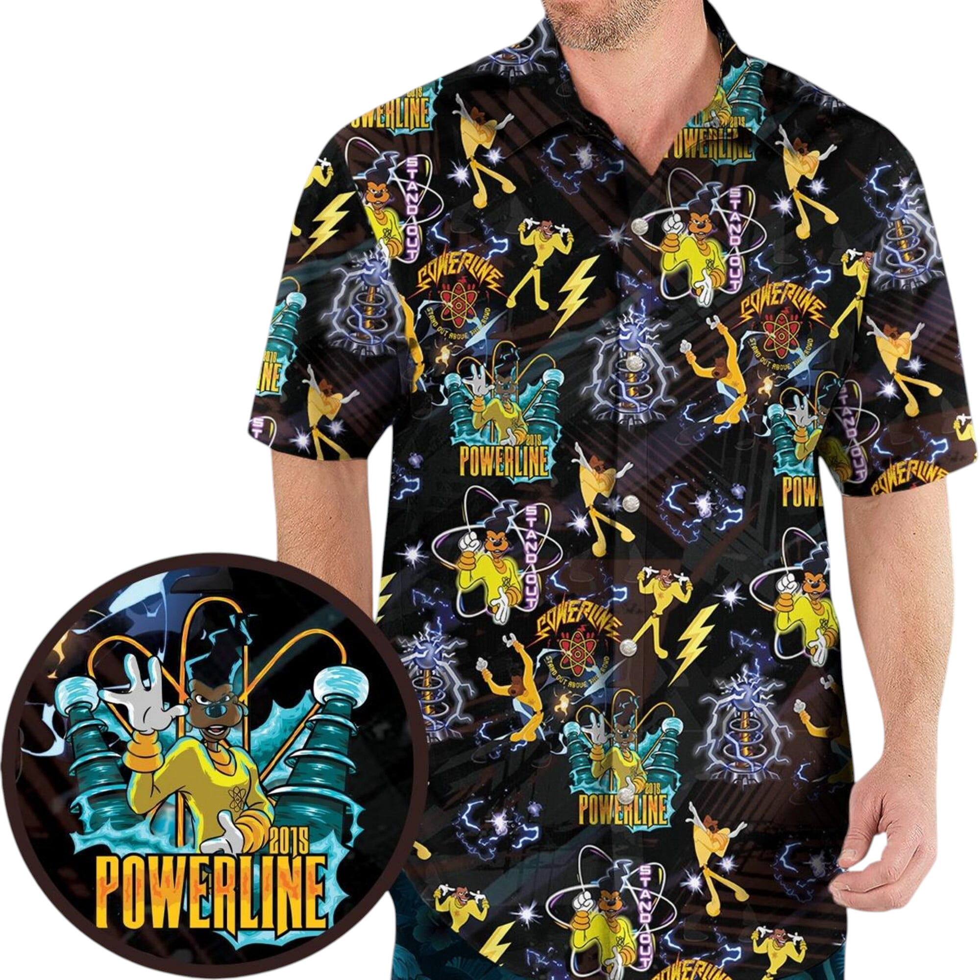 Retro 90s Goofy Movie Button Shirt, Max Goofy Roxanne Powerline Shirt ...