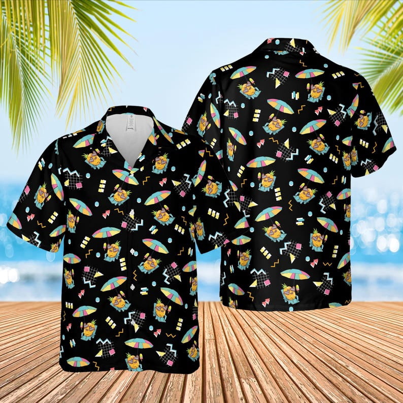 Retro 90s Summer Vacation Hawaiian Shirt, Cute Pineapple Relaxing On ...