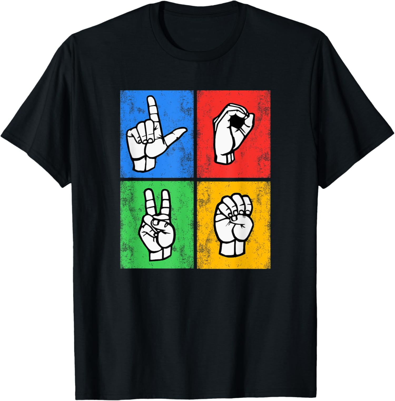 Retro ASL Hand Sign for Love - American Sign Language T-Shirt - Walmart.com
