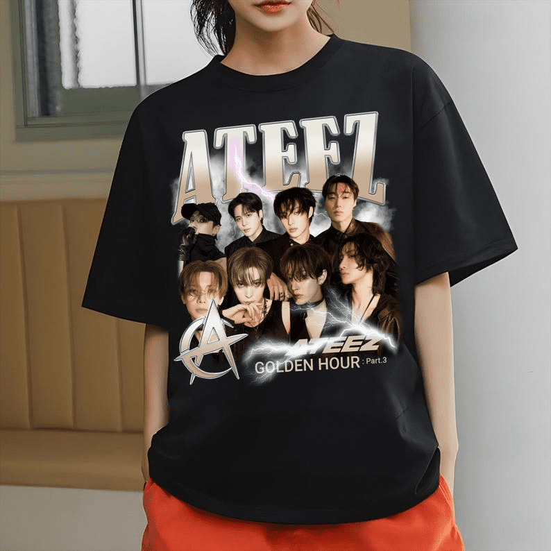 Retro ATEEZ Golden Hour Part 3 T-Shirt, 2025 World Tour in Fantasy Kpop ...