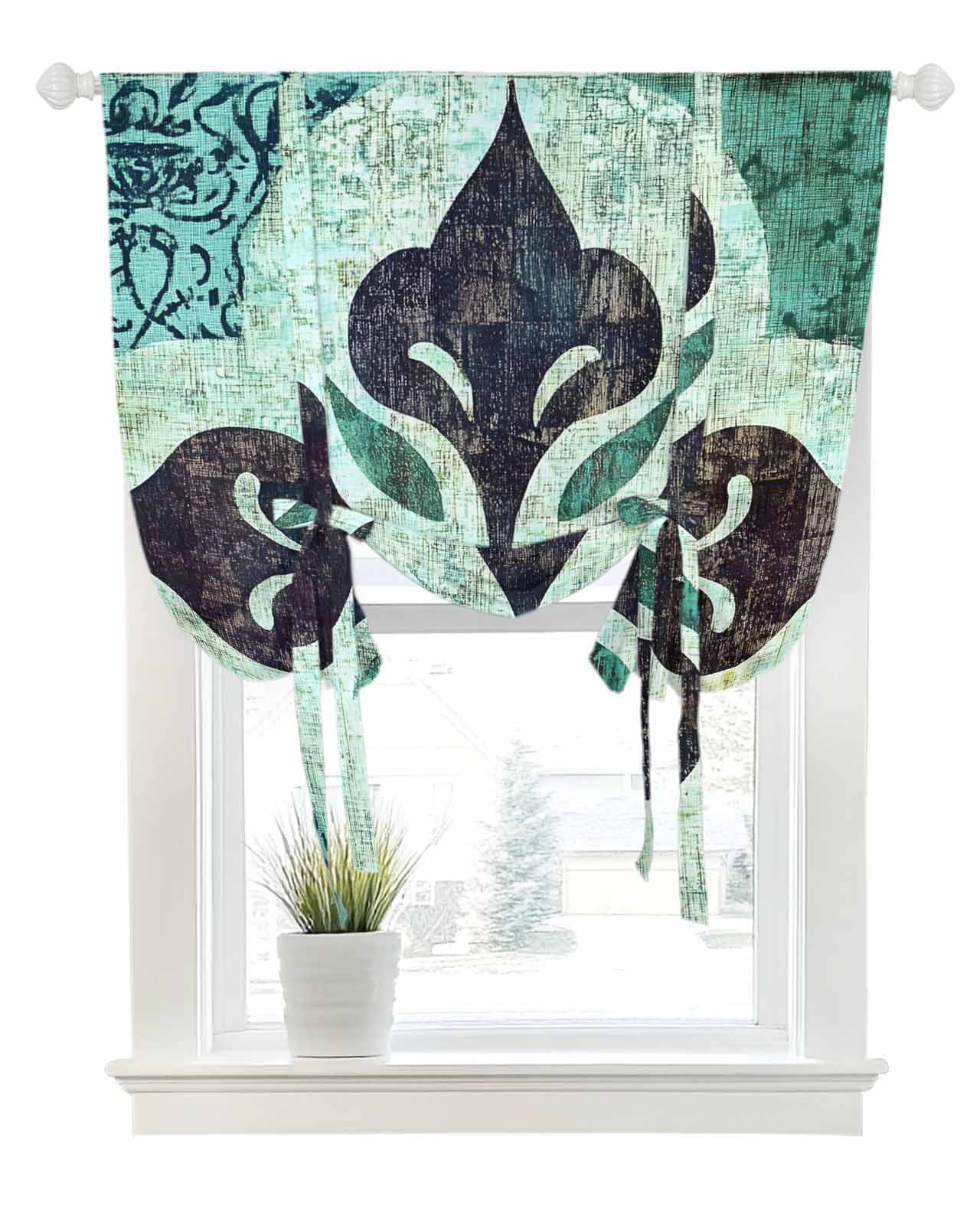 Retro Abstract Art Tie Up Curtains for Window, Thermal Insulated ...