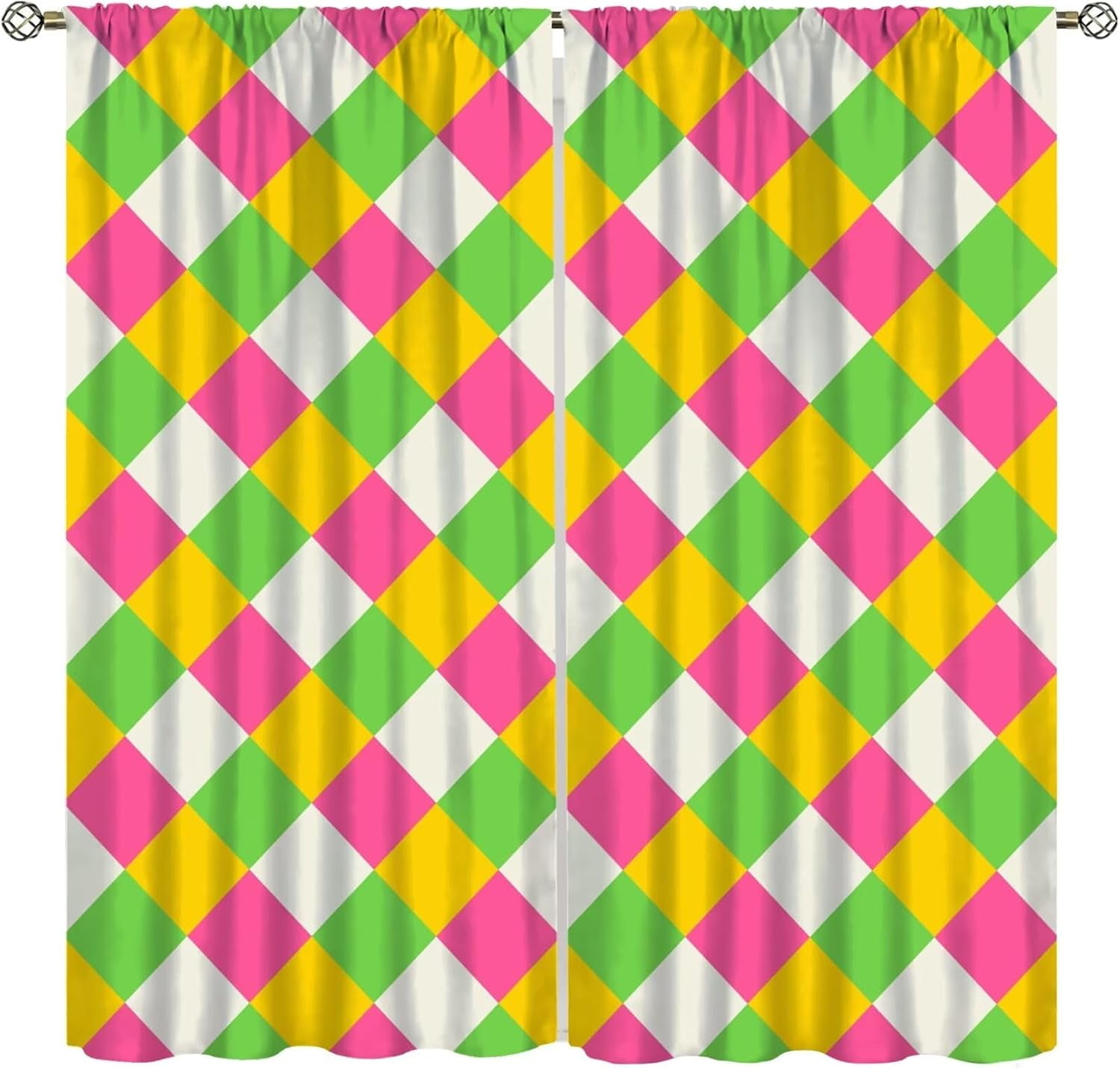 Retro Abstract Curtains, Colorful Vintage Mid Century 50s 60s Geometric ...