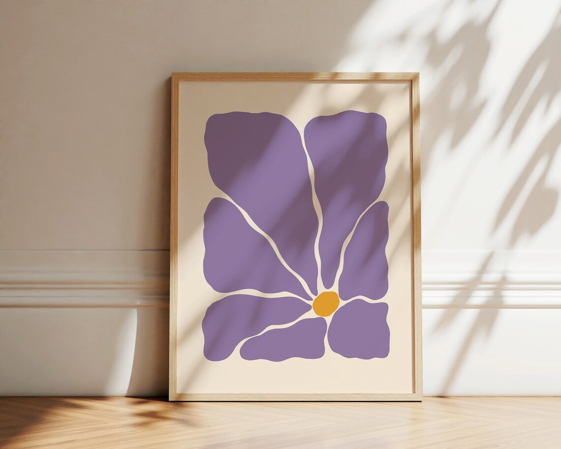 Retro Abstract Flower Art Print, Groovy Flower Poster, Matisse-Inspired ...