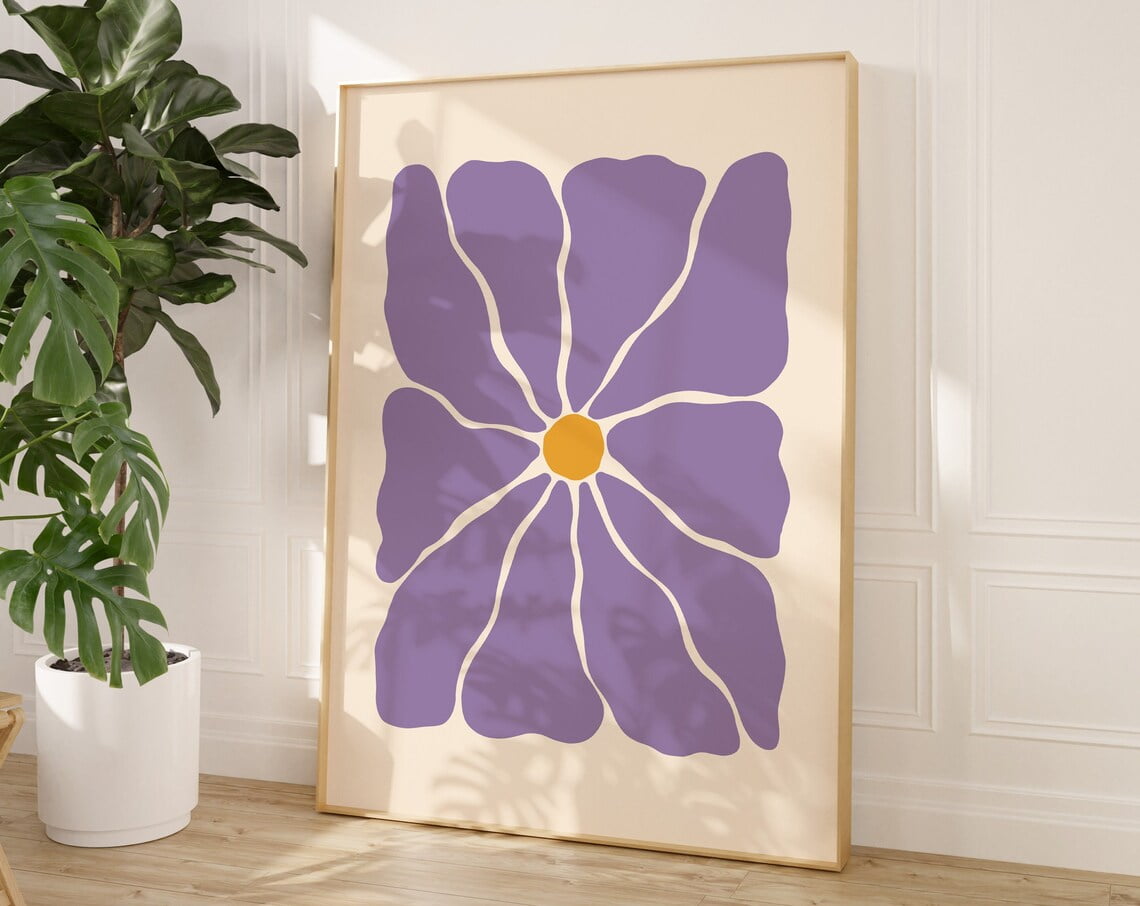 Retro Abstract Flower Art Print, Groovy Flower Poster, Matisse-Inspired ...