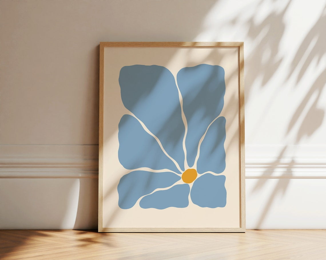 Retro Abstract Flower Art Print, Groovy Flower Poster, Matisse-Inspired ...