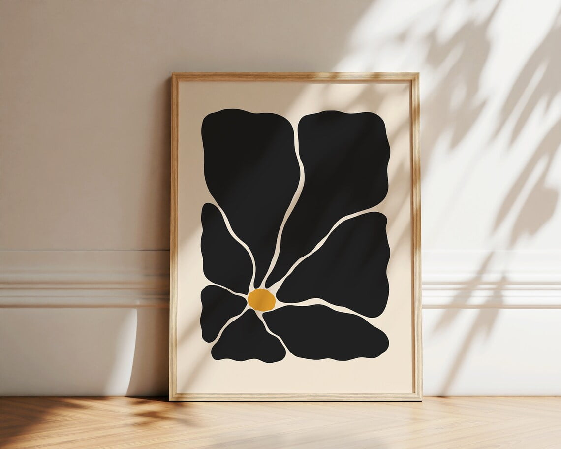 Retro Abstract Flower Art Print, Groovy Flower Poster, Matisse-Inspired ...
