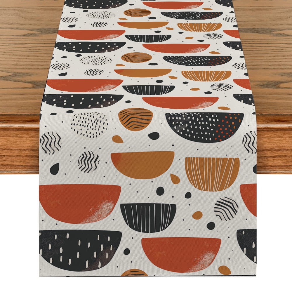 Retro Abstract Geometry Table Runners Dresser Table r Farmhouse Dining ...