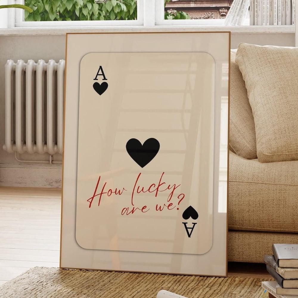 Retro Ace Of Hearts Wall Art Print, How Lucky Are We Print, Vintage ...