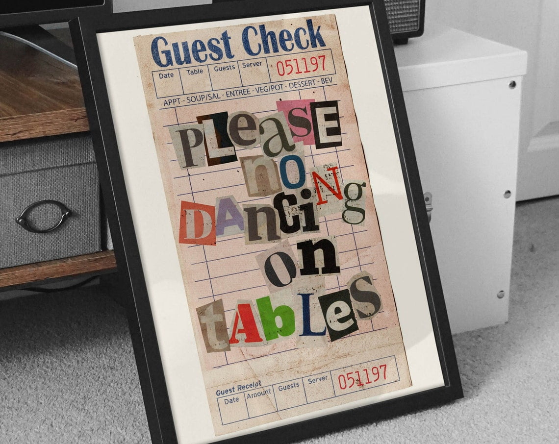 Retro Aesthetic Guest Check Wall Art Funky Home Decor, Funny Walll Art ...