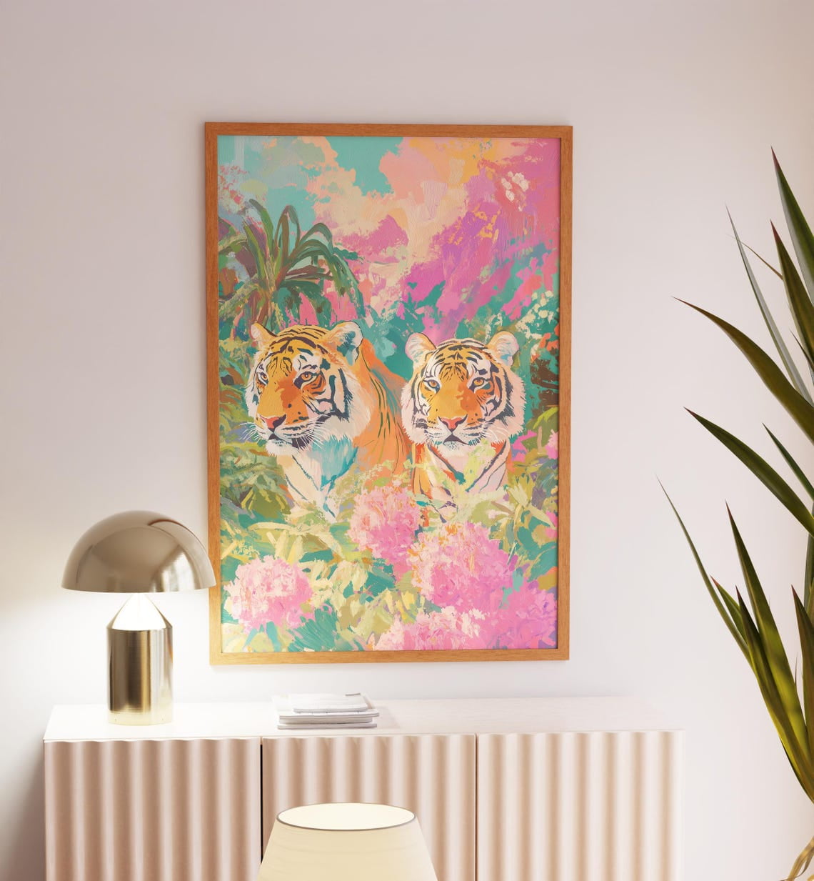 Retro Aesthetic Tiger Painting, Maximalist Wall Art, Dopamine Decor ...