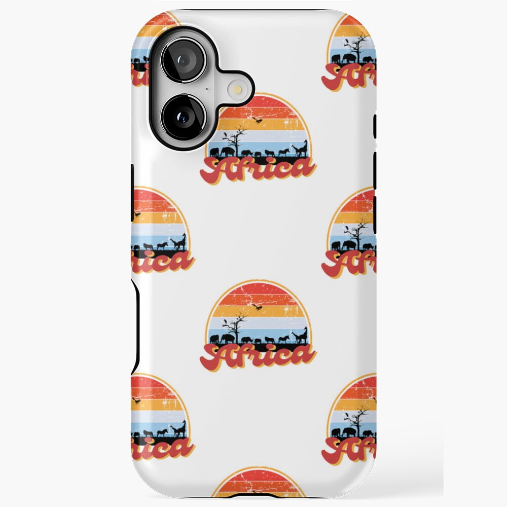 Retro Africa Safari Animals Art iPhone Case for iPhone 17 16 15 14 13 ...