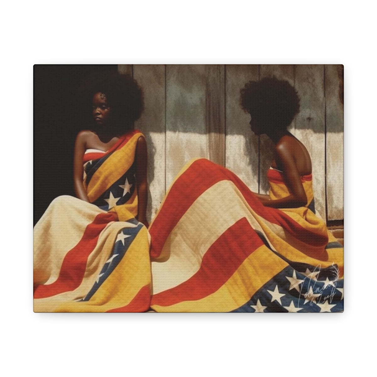 "Retro African American Women in Patriotic Attire on a Rural Porch ...