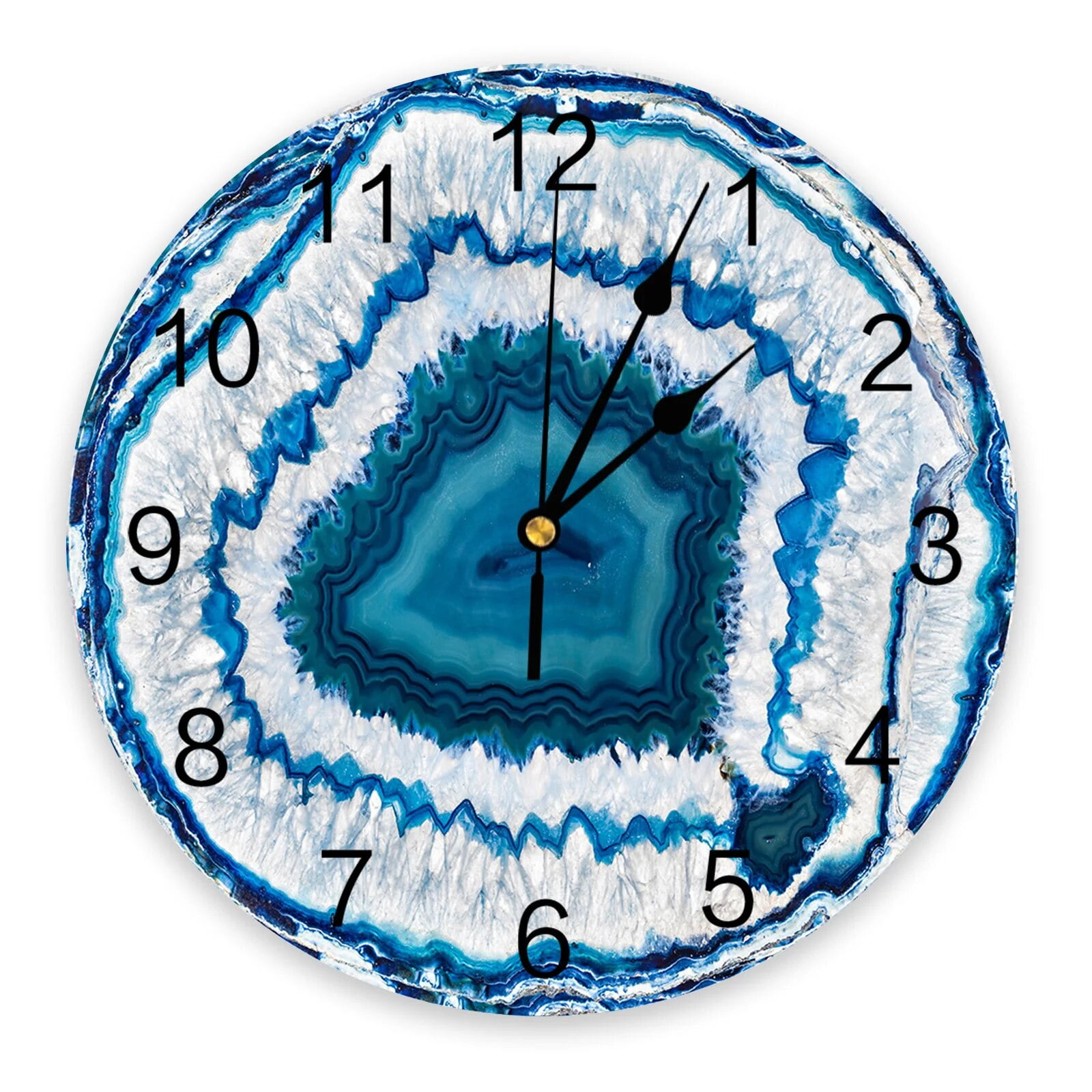 Retro Agate Texture Blue Clocks Wall Home Decor Modern Kitchen Room ...