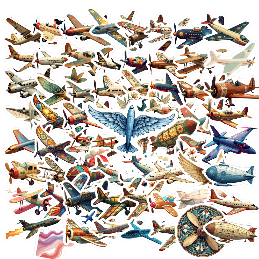 Retro Airplane Theme Stickers, Waterproof Airplane Theme Sticker for ...