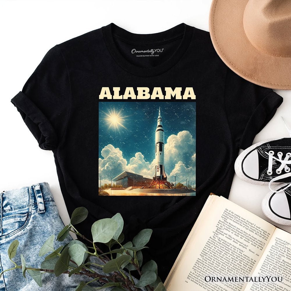 Retro Alabama State Rocket Launch T-Shirt, NASA Space Center Tee and ...