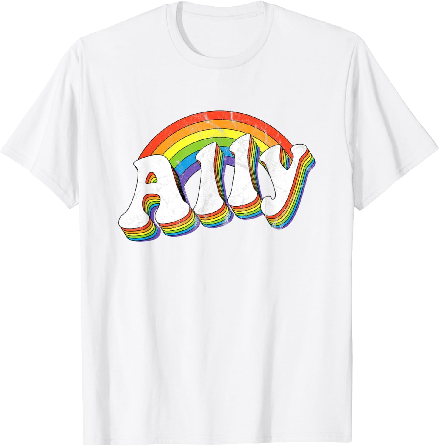 Retro Ally LGBTQ 70s Gay Pride Flag LGBT T-Shirt - Walmart.com