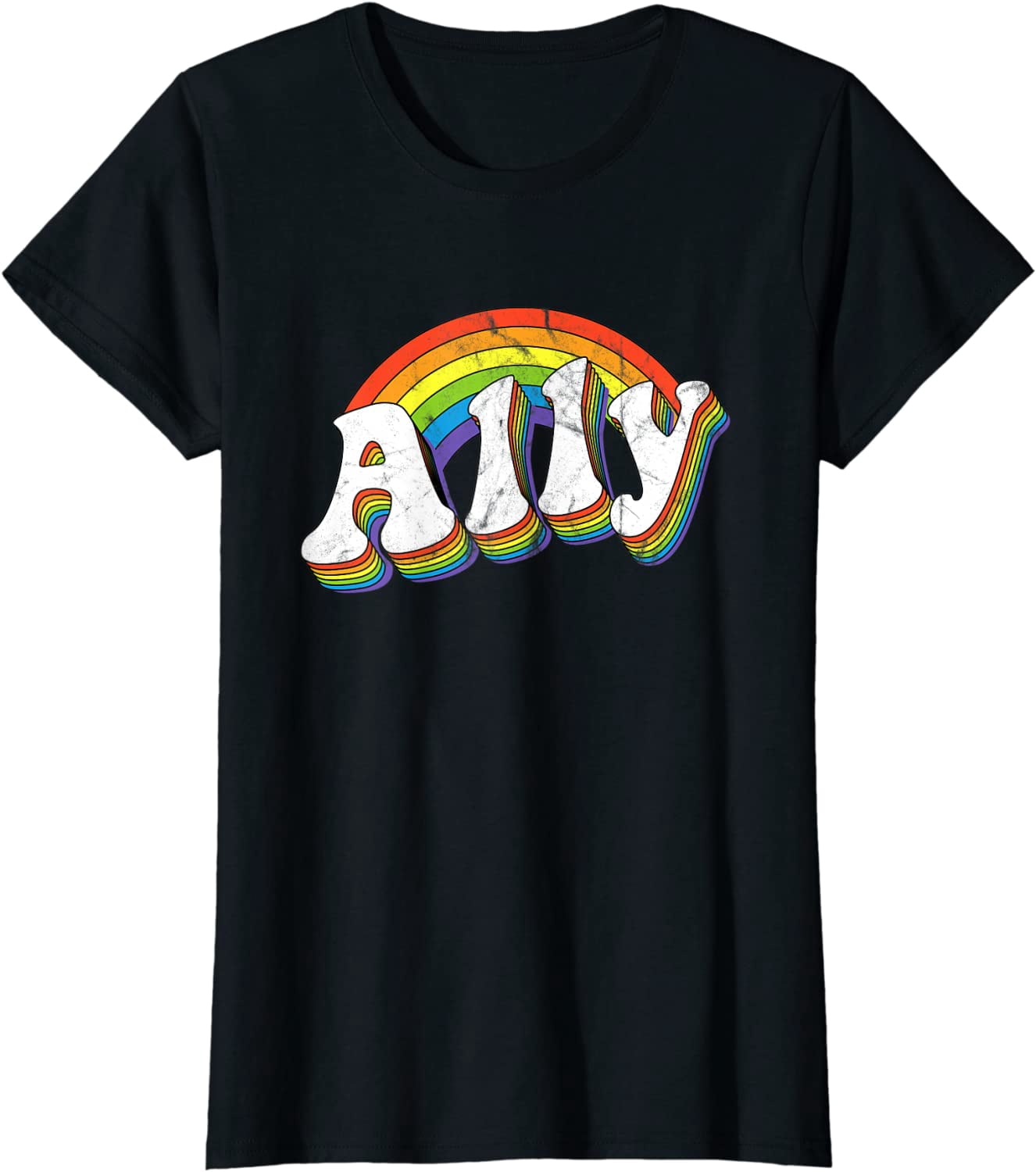 Retro Ally LGBTQ 70s Gay Pride Flag LGBT T-Shirt - Walmart.com