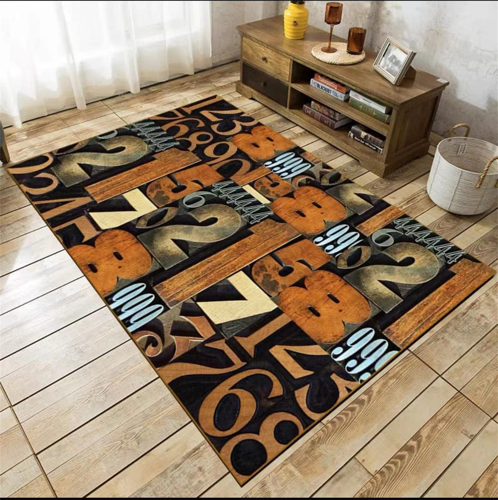 Retro Alphabet Area Rug, Digital Pattern Educational Theme Rugs ...