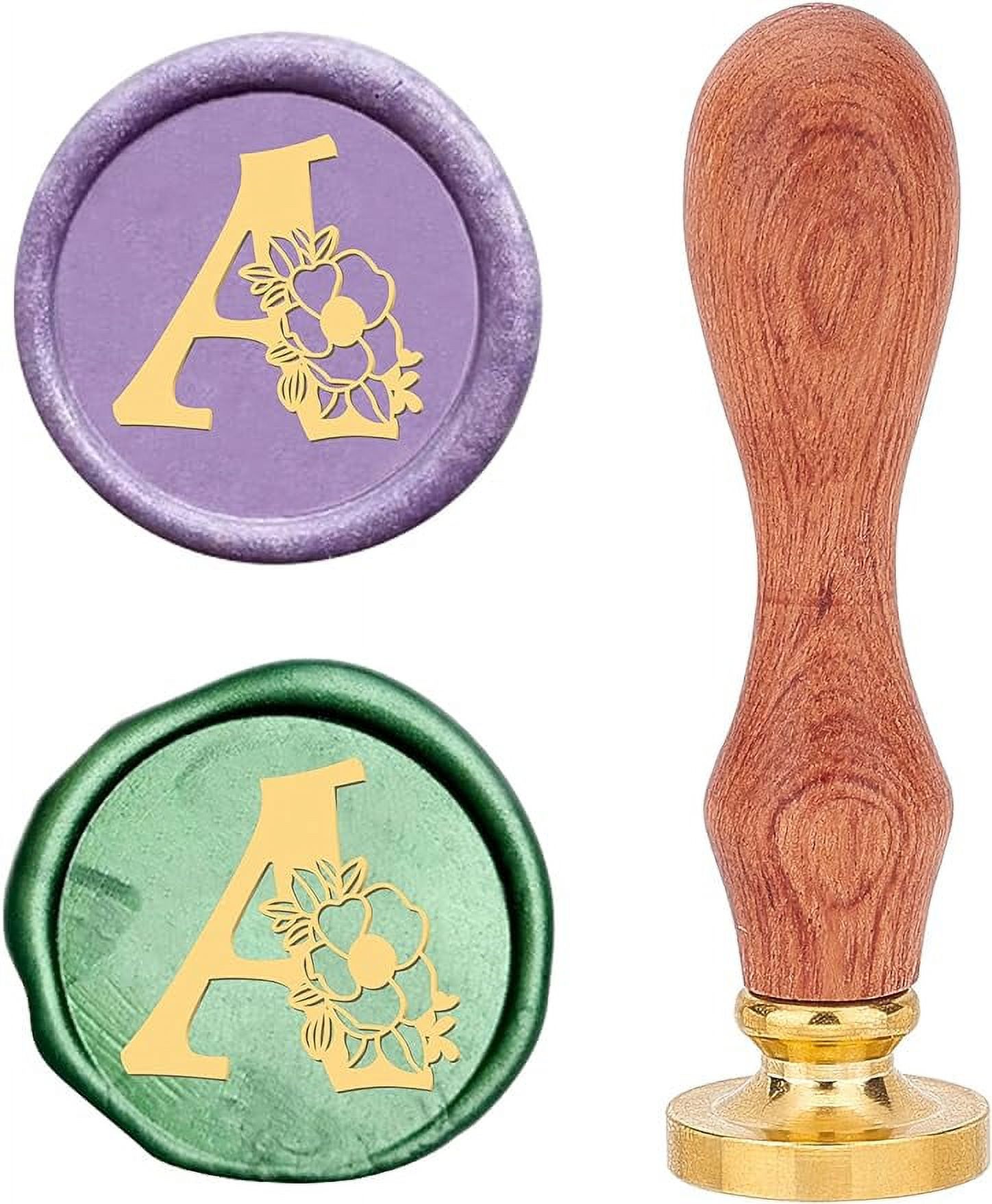 Retro Alphabet Wax Seal Stamp Initials Flower Vintage 26 Letters A 25mm ...