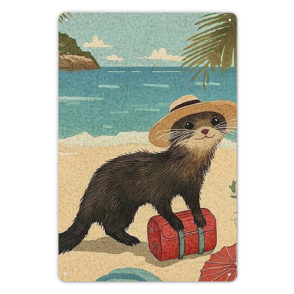 Retro Aluminium Metal Sign Beach Signs Ferret Beach Life Sandy Toes ...