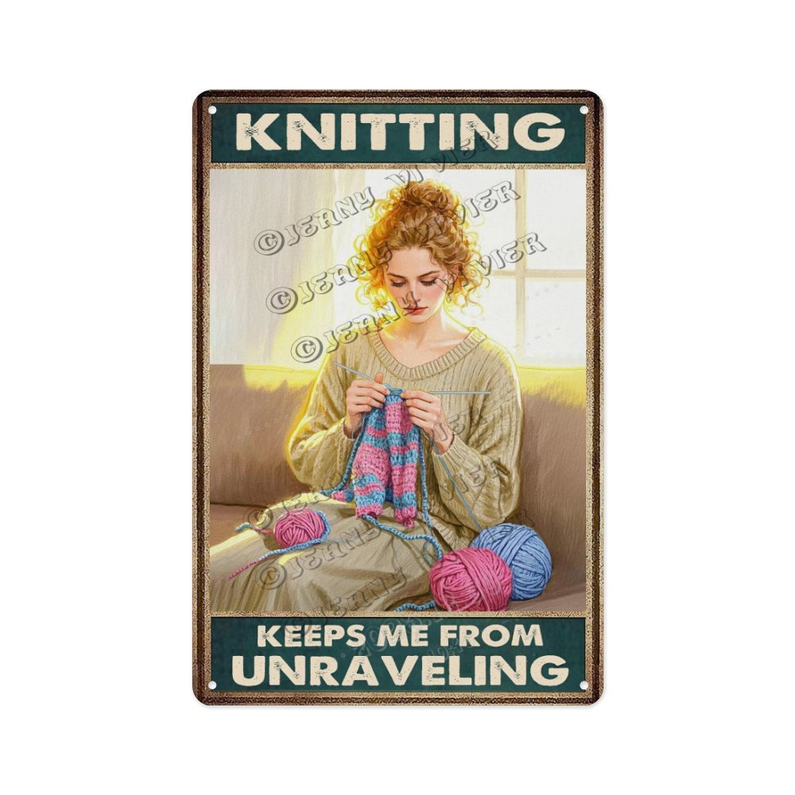 Retro Aluminum Knitting Sign – Knitting Because Murder Is Wrong Funny ...