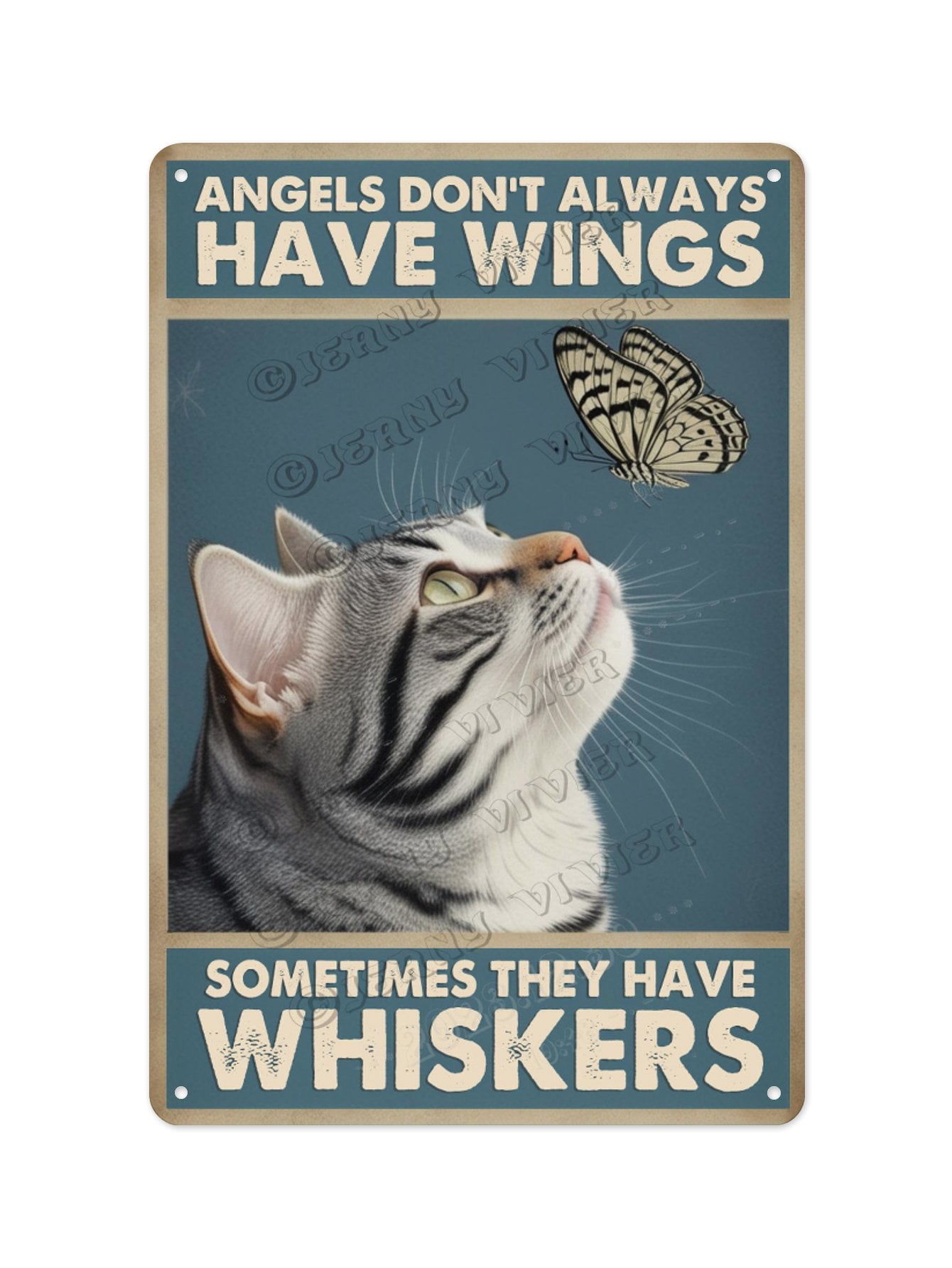 Retro Aluminum Metal Sign, 12 x 16 Inches, American Shorthair Cat Angel ...