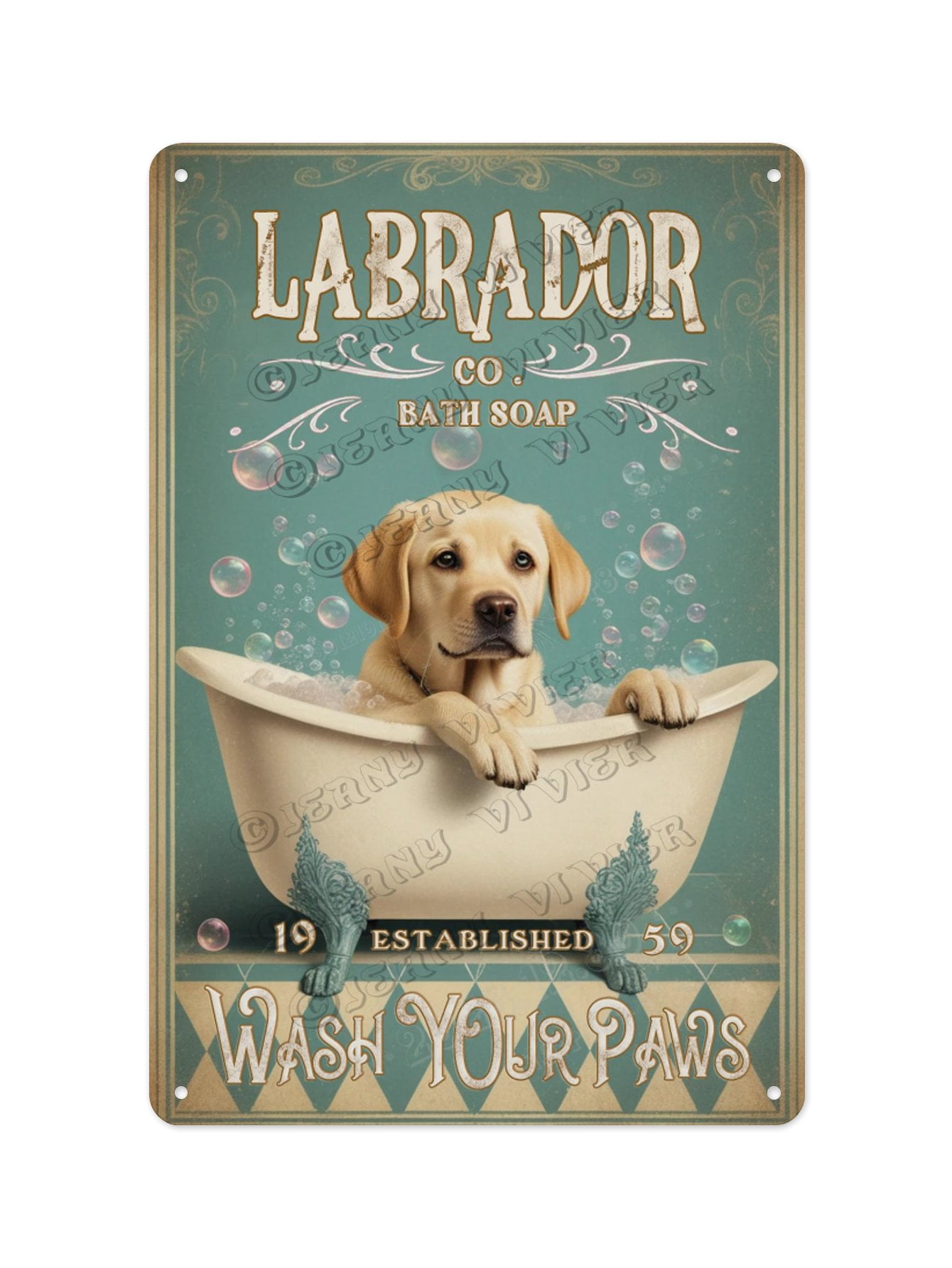 Retro Aluminum Metal Sign, 12 x 16 Inches, Retriever Labrador Wash Your ...