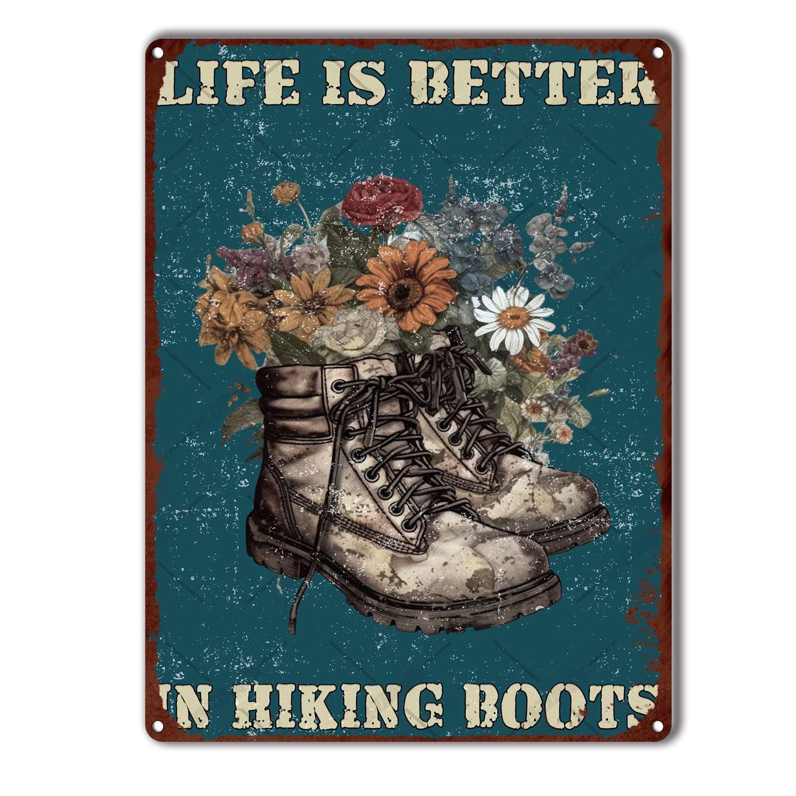 Retro Aluminum Sign Life is Better in Hiking Boots Metal Sign Bar Signs ...