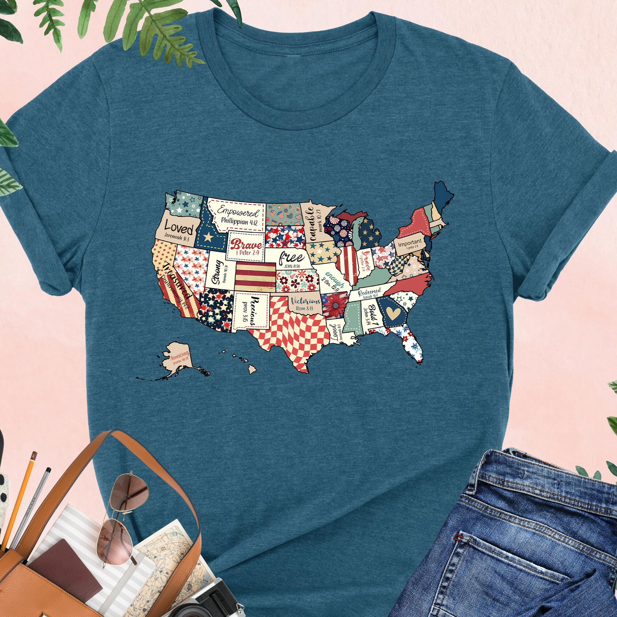 Retro America USA Map Shirt God Say You Are Bible Verse Tee 4th Of July ...