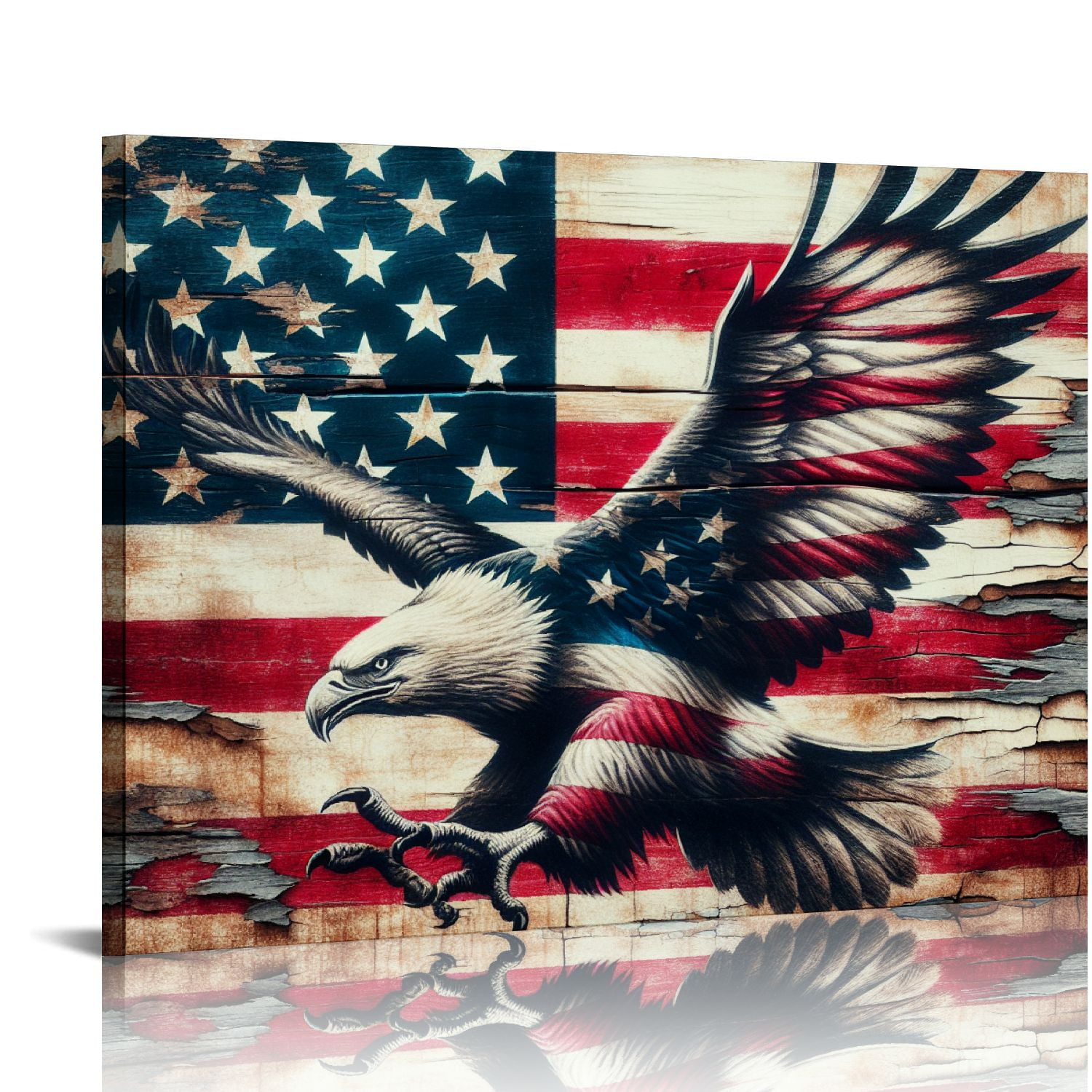Retro American Flag Bald Eagle US Military Wall Art Canvas Prints Thin ...