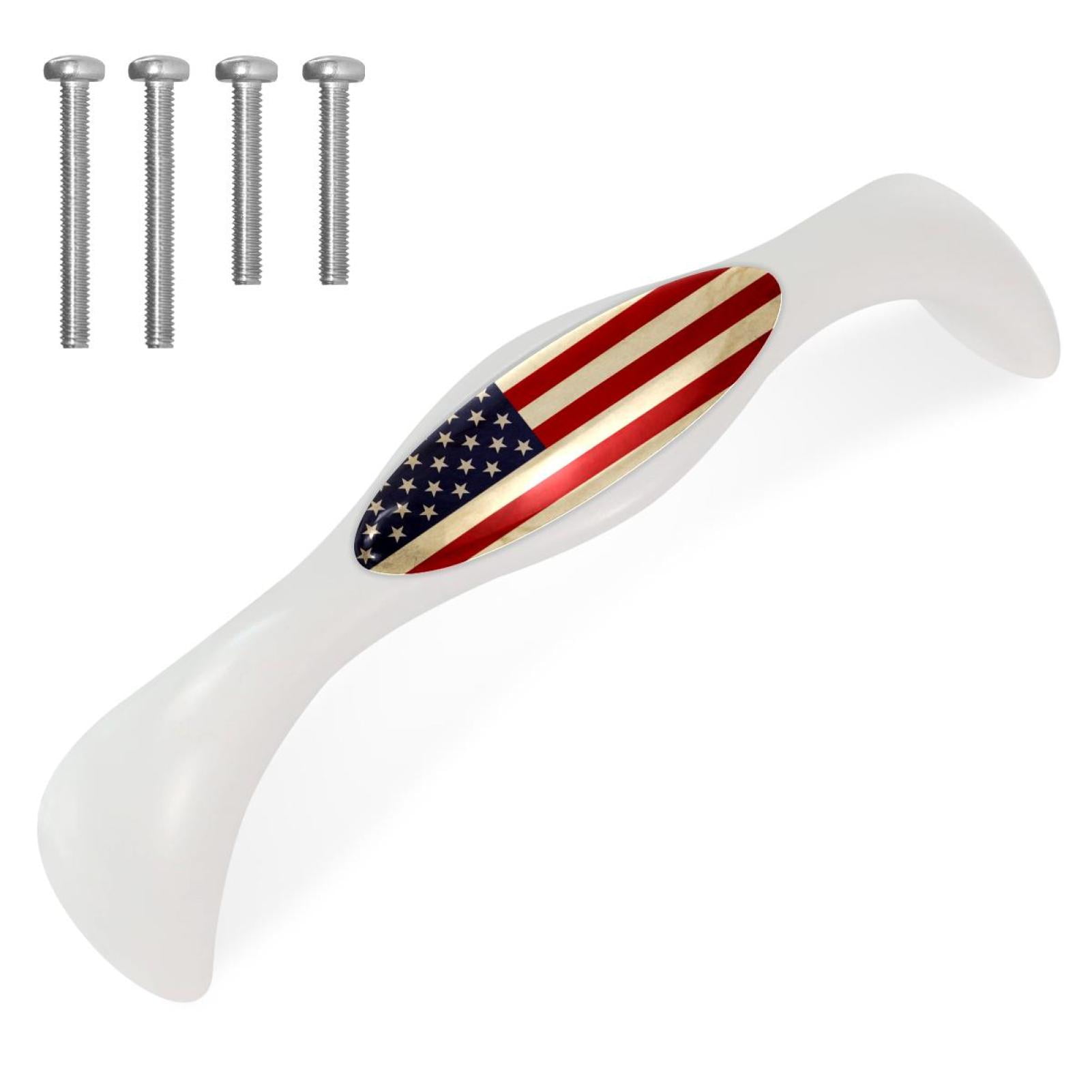 Retro American Flag Knob 4 Pack Arched Drawer Pulls Crystal Glass White ...