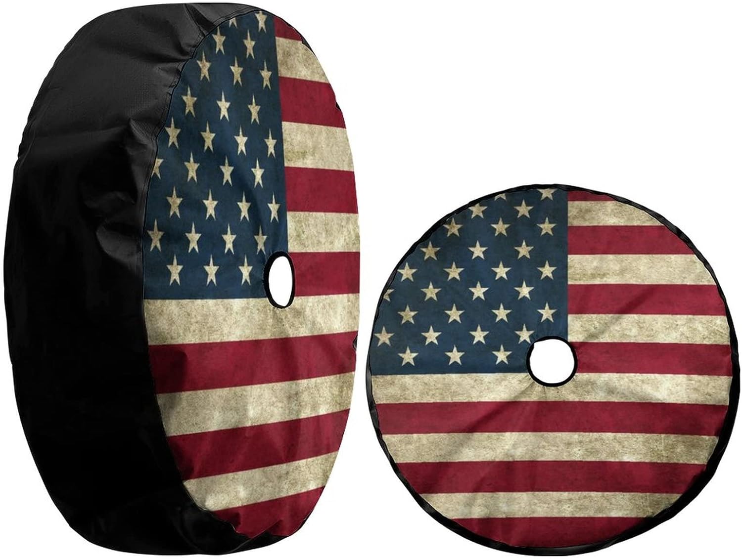 Retro American Flag Spare Tire Cover Dust Proof Wheel Tire Cover Fit