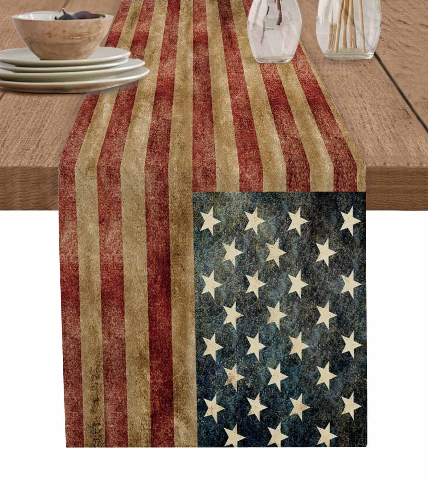 Retro American Flag Table Runner Vintage US Flag Red Striped ...